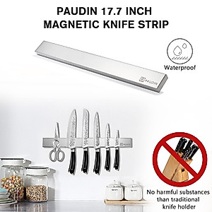 Paudin 17.7 Inch Stainless Steel Magnetic Knife Bar-Use as Knife Holder for Wall, Knife Rack, Knife Strip, Kitchen Utensil Holder and Tool Holder/Storage