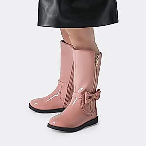 DREAM PAIRS SDBO224K Girls Side Zipper Riding Boots Mid Calf Shoes Size 5 Toddler Pink/PAT