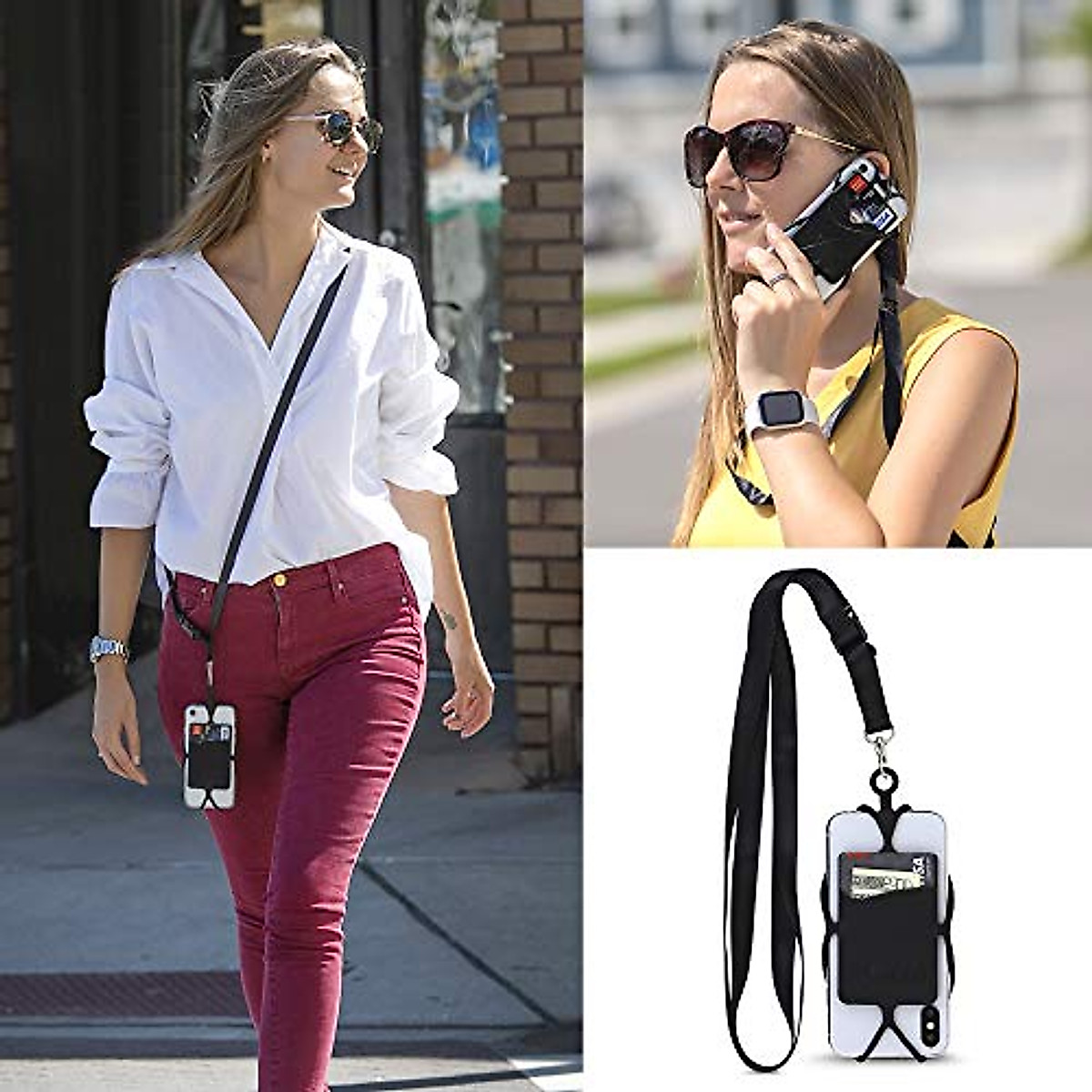 Phone Lanyard, Gear Beast Universal Crossbody Cell Phone Lanyard Compatible with iPhone, Galaxy & Most Smartphones, Includes Silicone Phone Holder and Satin Poly Adjustable Neck Strap