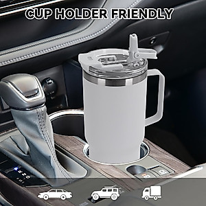 30oz Tumbler with Handle, Insulated Leak Proof Coffee Travel Mug with Straw Lid Double Wall Stainless Steel Vacuum Tumblers Metal Cup Keep Hot and Iced Drink for Gym, Office, Camping, White 1 Pack