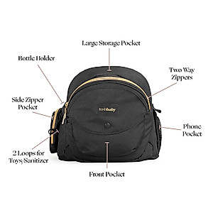 Tushbaby - Safety-Certified Hip Seat Baby Carrier - Mom’s Choice Award Winner, Seen on Shark Tank, Ergonomic Carrier & Extenders for Newborns & Toddlers (Carrier, Black/Gold)