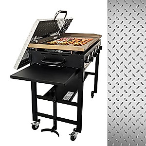 36-Inch Griddle Hard Cover for 36" Blackstone Front Grease Griddle, Diamond Plate Stainless Steel Griddle Cover Lid, Heat Protection Handle