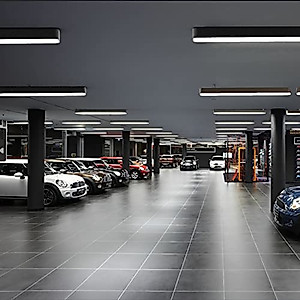 Lightdot 4ft LED Flush Mount Light Fixture, 50W Linear Kitchen Ceiling Light Fixtures, 7000LM 5000K Led Wrap-Around Shop Lights for Garage Office, Fluorescent Light Replacement, Black(4 Pack)