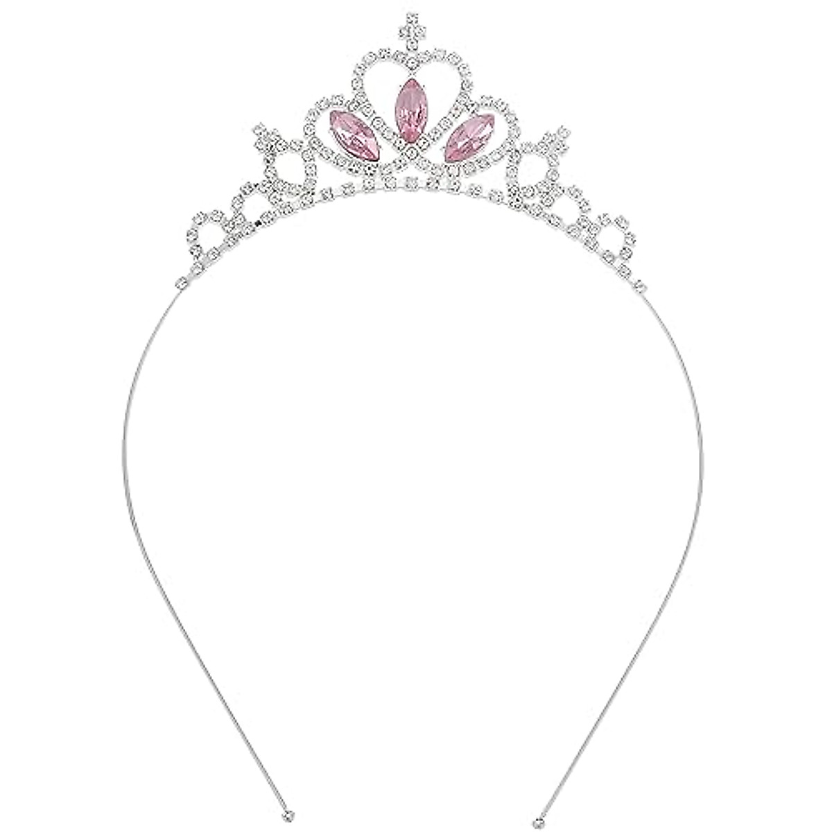 Brishow Rhinestone Girls Tiara and Crown Silver Crystal Princess Crowns Birthday Party Headband Tiaras (Pink)