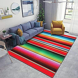 Mexican Rug Pattern Serape Stripes Vector Detail Background with Area Rugs Floor Mat Non Slip Throw Rugs Soft Door Mat Nursery Carpet for Living Room Home Indoor Outdoor Runner Rugs Yoga Mat