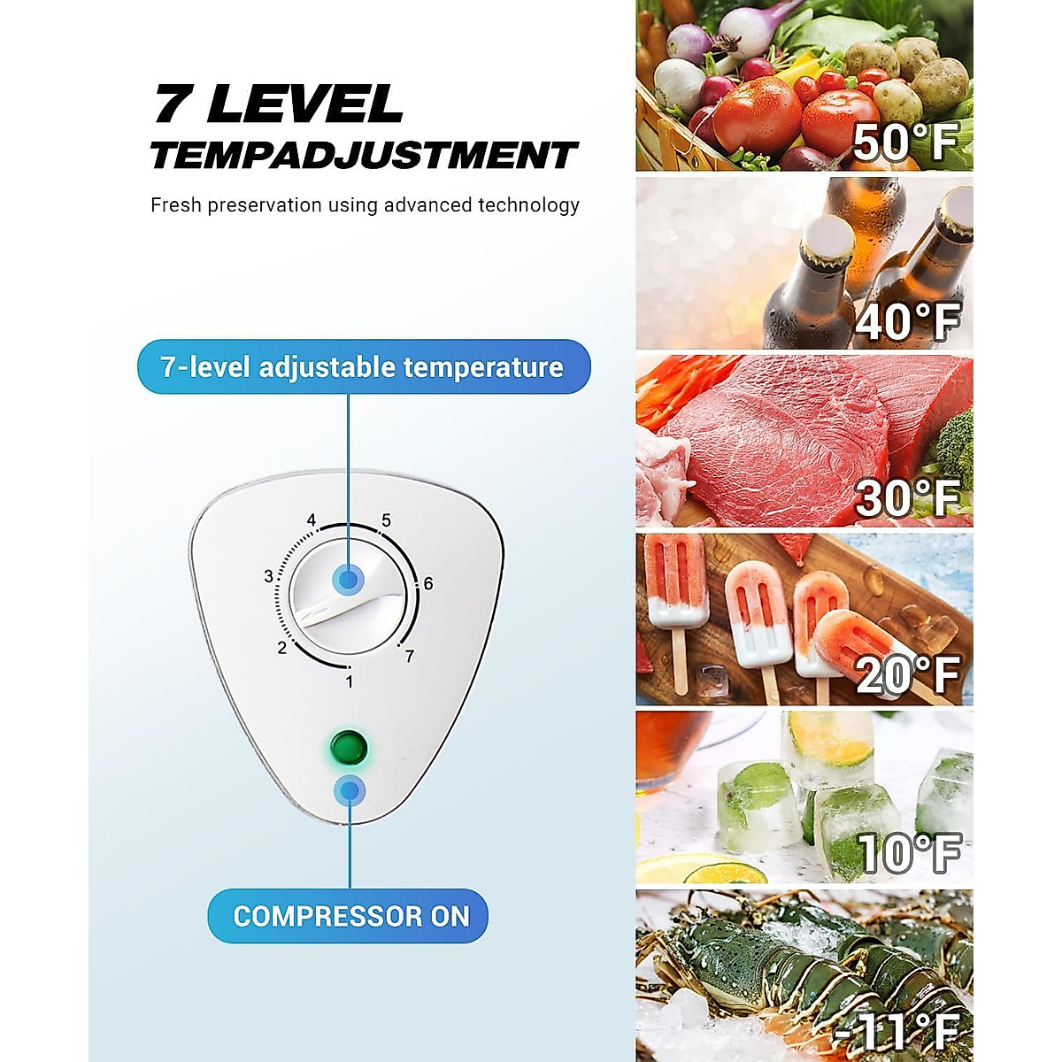 rosmena 7.0 Cu.Ft Deep Freezer-Chest Freezer with Adjustable Temperature, Top Open Door Small Freezer Perfect with Removable Basket for Home, Kitchen, Garage, Office, Shop, RVs, White