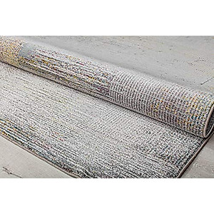 CosmoLiving by Cosmopolitan Melyna MA15A Revere Pewter Contemporary Abstract Area Rug, 8'0"X10'0"
