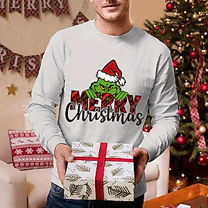 Christmas Iron on Transfer Stickers Funny Green Cartoon Pattern Iron on Patches Christmas Party Heat Transfer Vinyl Decals Winter Xmas Iron on Stickers for Clothes Pillow Hoodie Jacket Decor 5 Sheets