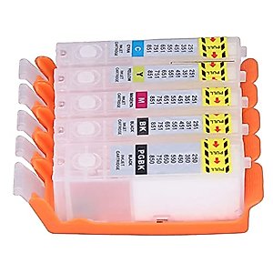 Walfront 5Pcs Ink Cartridge for PIXMA Ink Cartridge Replacement IP7250 MG6350 MG5450 MX925 MX725 MG6450 MG5550 IX6850 Printers