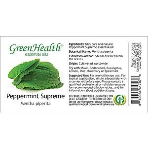 15 ml Peppermint Essential Oil (Mentha Piperita) - 100% Pure & Uncut - GreenHealth