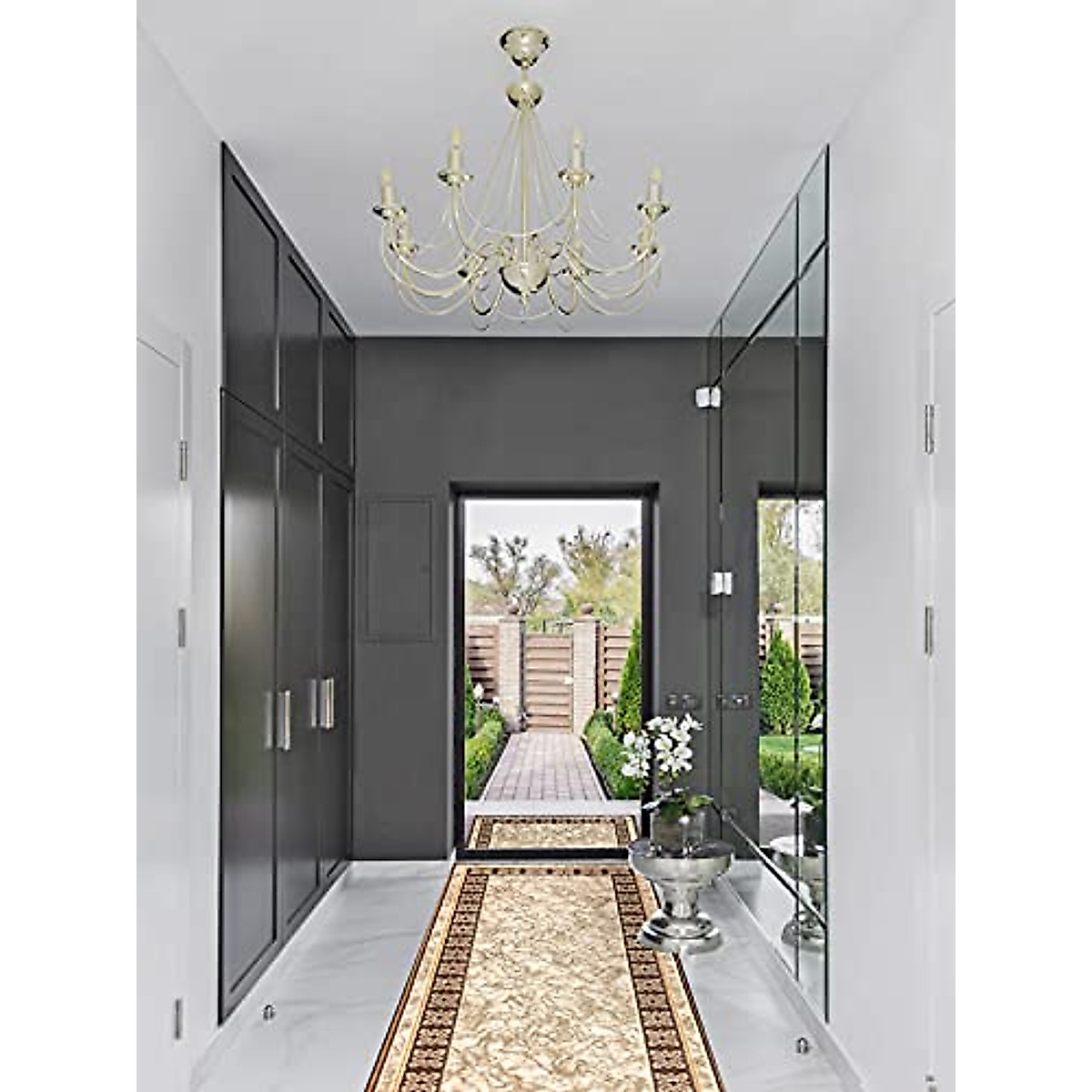 Gloria Non Slip Rubber Back Kitchen Rug Kitchen Runner Kitchen Mat Carpet for Kitchen Anti Slip Stair Treads (Emy-BGE, Kitchen Set (20"x59" and 20"x30"))