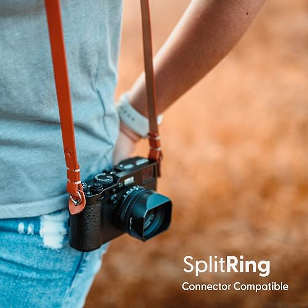 Evergreen Genuine Leather Minimalist Neck Shoulder Slim Camera Strap (Black, 38")