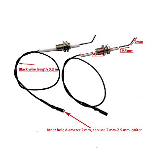 METER STAR Gas Grill/Range/Heater/Grill Igniters,Push Button Piezo Igniter with Threaded Universal Ceramic Electrode Ignition Spark Plug Wire Long 11.8” Electronic Device Set of 2