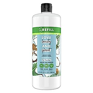 Love Beauty And Planet Sulfate Free Shampoo Volumizing Shampoo for Fine Hair Coconut Water and Mimosa Flower Refill Bottle for use with Reusable Aluminum Bottle 32.3 oz ( Packaging may vary )