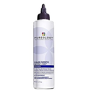 Pureology Color Fanatic Top Coat + Tone Blue High-Gloss Hair Toner | Toning Hair Gloss for Color-Treated Hair | Glaze For Dark Blonde to Brunette Hair | 6.7 Fl Oz