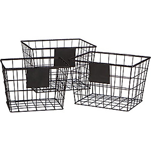 Trademark Innovations Wire Garden Home Décor Baskets with Chalkboard - Set of 3