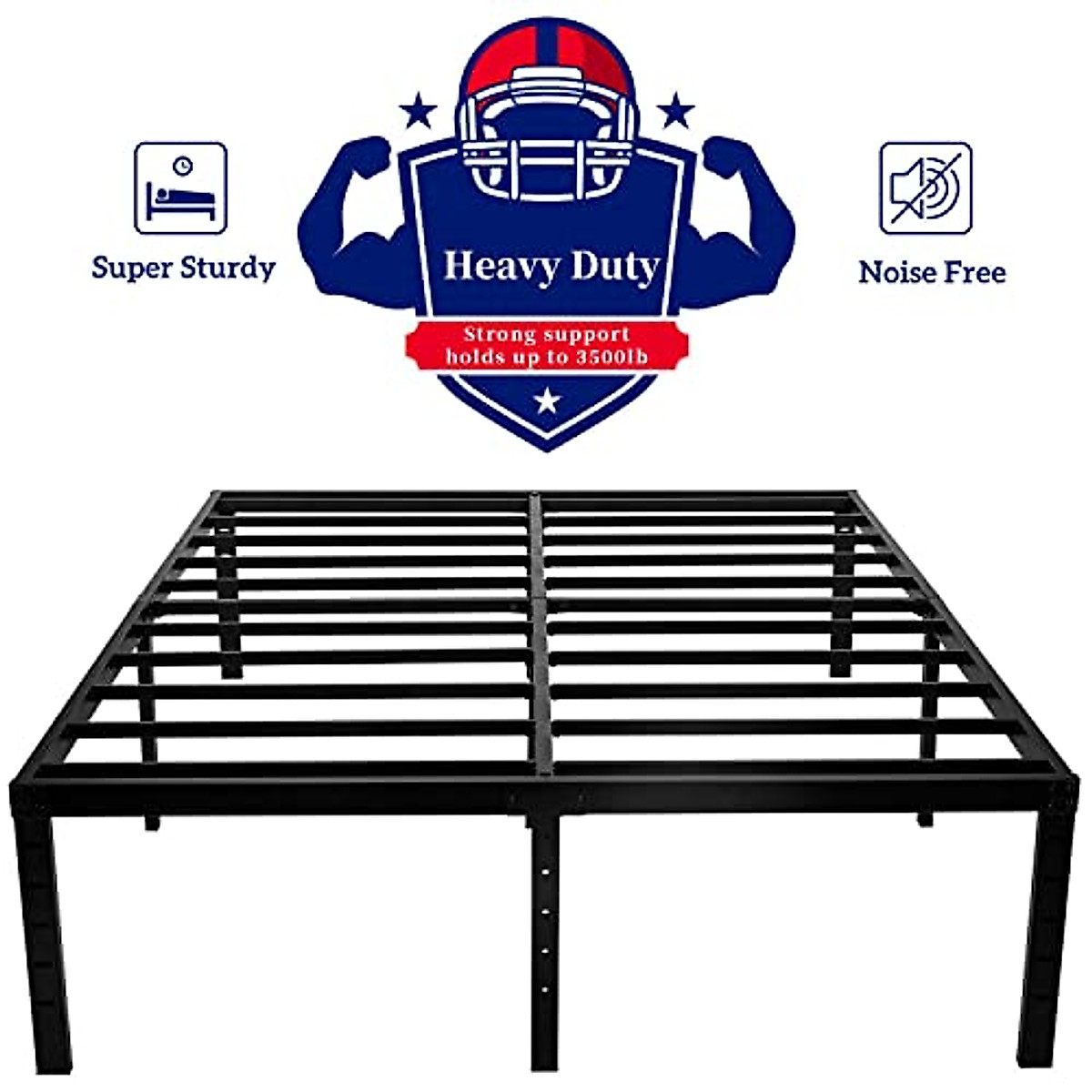 AMSEJOPS California King Bed Frames, 18 Inches Heavy Duty Metal Platform Bedframe with Steel Slat Support, No Box Spring Needed, Noise-Free, Easy Assembly