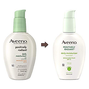 Aveeno Positively Radiant Daily Facial Moisturizer with Broad Spectrum SPF 15 Sunscreen & Total Soy Complex for Even Tone & Texture, Hypoallergenic, Oil-Free & Non-Comedogenic, 4 fl. oz