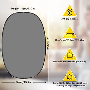 Heat Resistant Mat for 6-8 Quart Slow Cooker, Kitchen Heat Resistant Silicone Trivet，Oval Thickened Silicone Non Slip Heat Resistant Mat