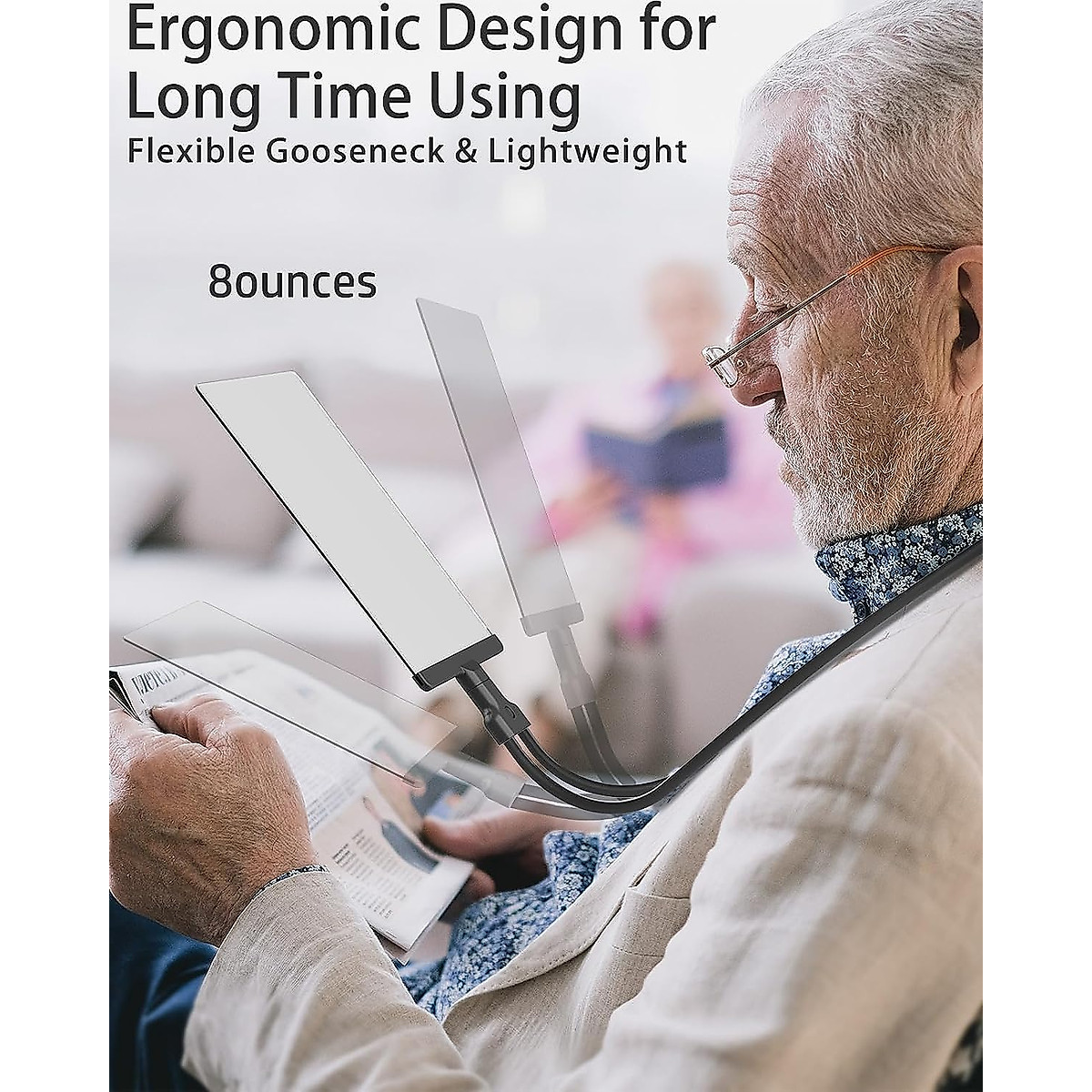 Magnifying Glass for Reading Hands Free, 5X Magnifier with 5.3''x 8.7'' Full Page View, Loupe for Seniors, Low Vision Macular Degeneration for Cross Stitch, Needlepoint, Inspection, Small Fonts