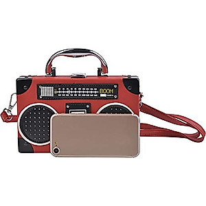 QZUnique Tape Shaped Shoulder Bag Radio Recorder PU Crossbody Bag Women's Retro Evening Bag Handbag Clutch Purse