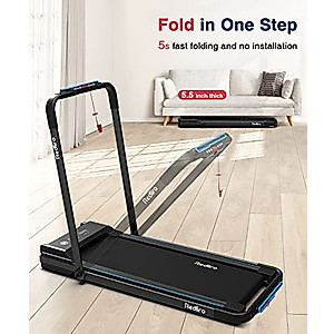 REDLIRO Under Desk Treadmill, 2 in 1 Motorized Portable Foldable Treadmill Compact Fold Up Walking Pad, Sturdy Folding Treadmill for Small Space with Remote Control, LED Display for Home & Office Use