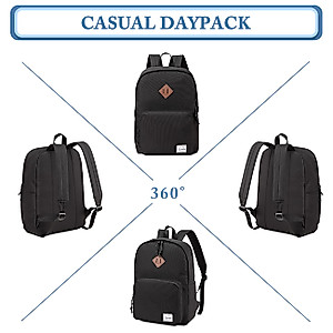 VASCHY School Backpack, Ultra Lightweight Backpack for Men Women Schoolbag Bookbag for Kids Teen Boys Girls Black
