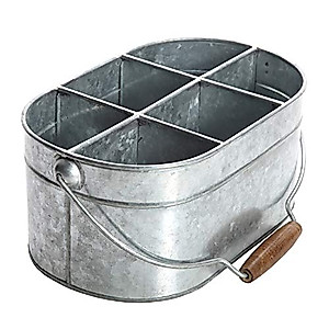 Hosley's Galvanized Carry All Kitchen Utensil Caddy Serve Ware 13 Inch Long. Ideal for Party Garden Patio. O4