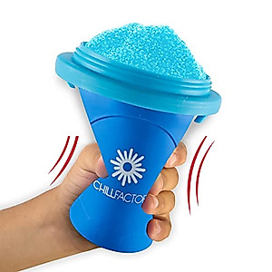 Cra-Z-Art ChillFactor Original Slushie Maker Cup, DIY Magic Slushy Maker Squeeze Cup, Super Quick Smoothie Squeeze Cup for Milkshakes, Juices, Double Layer Cup with Lid & Spoon, Blue