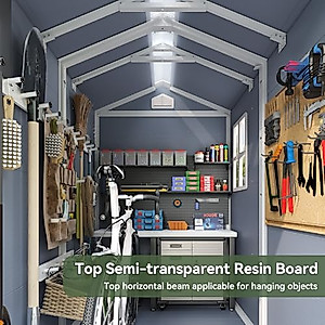 Aoxun 6x4FT Resin Outdoor Storage Shed with Floor, Plastic Garden Shed with Lockable Door and Window, Tools House to Store Patio Furniture, Bike Accessories, Garbage Can and Lawn Mower - Grey