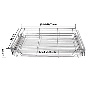 Tidyard Set of 2 Pull-Out Wire Baskets Sliding Storage Racks Steel Slide Shelf Organizer Suit for 31.5 Inch Wide for Kitchen Cabinet, Cupboard, Pantry, Bathroom Cabinet
