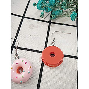 RUIZHEN Colorful Cartoon Best Friend Sweet Donut Dangle Earrings (pink)