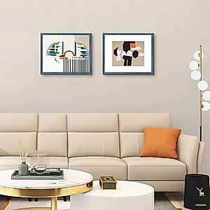 Frametory, 16x20 Picture Frame with Mat for 11x14 Photo - High Definition Glass Wide Molding - Preinstalled Wall Mounting Hardware (Blue, 1 Pack)