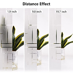 NINETREX Frosted Window Privacy Film,Window Cling Privacy Film, Decorative Glass Static Cling Non-Adhesive Vinyl Removable for Home Office Cross Pattern,17.5 x 78.7Inches