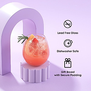 JoyJolt Spirits Stemless Wine Glasses for Red or White Wine (Set of 4)-15-Ounces