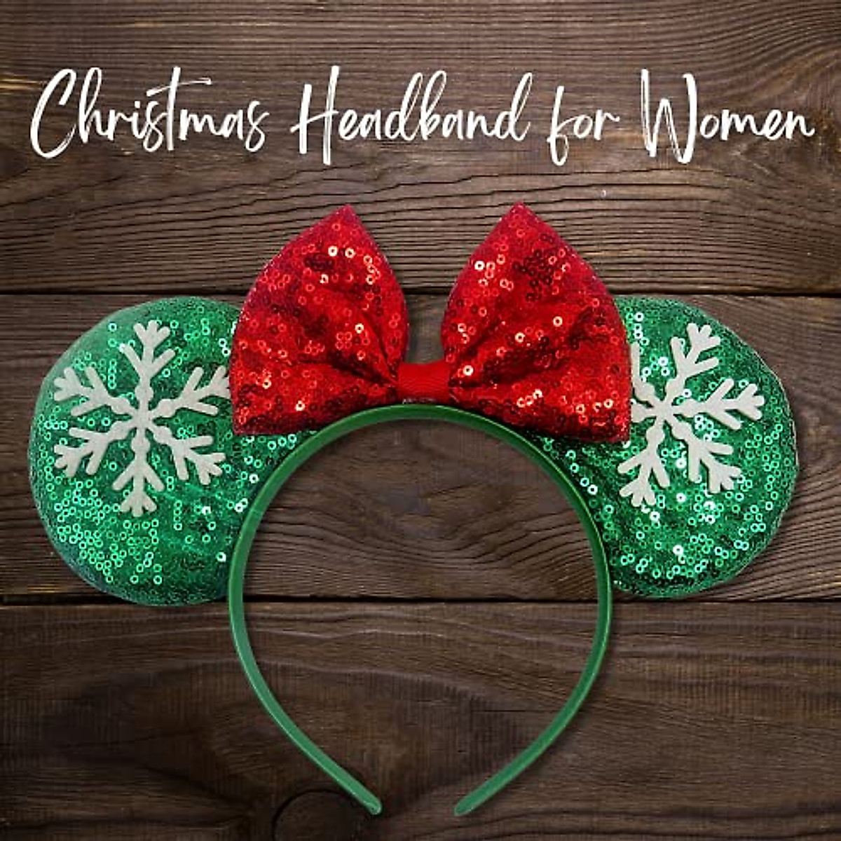 Needzo Christmas Headbands, Festive Holiday Hair Accessory for Women or Girls, One Size Fits Most (Mouse Ears)