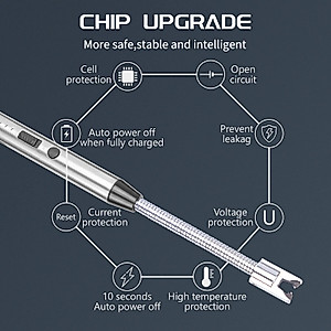 Aneagle Candle Lighter Rechargeable 2 packs Electric Arc Lighter for Candles with Led Battery Display Screen and Long Flexible Neck USB are Applied to Light Candle Cooking Fireworks Flame