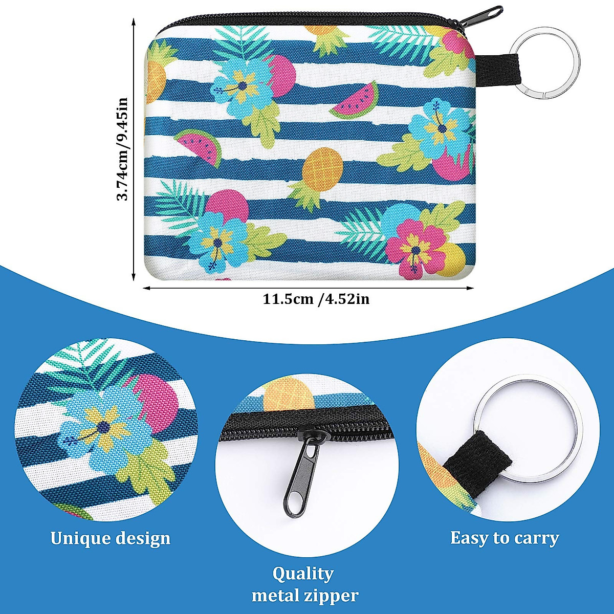 Boao 10 Pieces Small Coin Purse for Women Adults, Change Purse Pouch Mini Wallet Coin Bag with Zipper(Tropical Series)