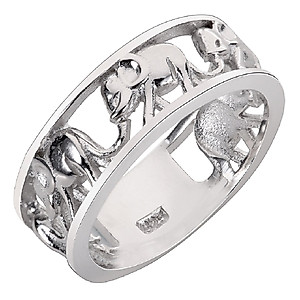 CloseoutWarehouse 925 Sterling Silver Elephant Family Migration Ring Size 6