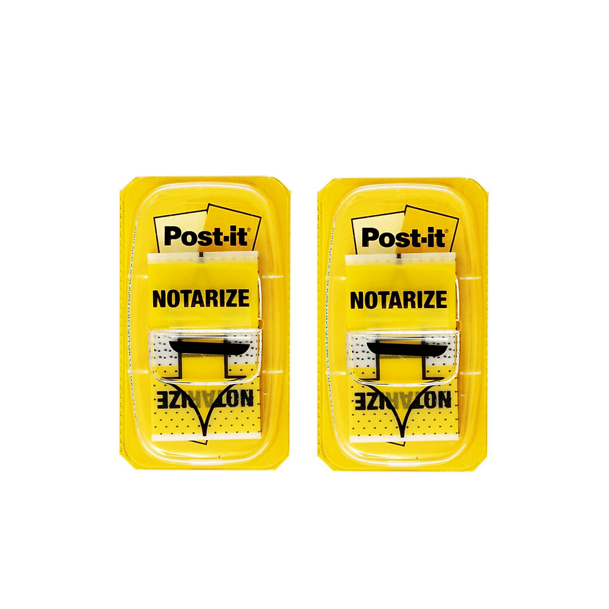 Post-it "Notarize" Flags, 50/Dispenser, 2 Dispensers/Pack, 1 in Wide, Yellow (680-NZ2)