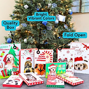 Iconikal Printed Gift Boxes for Christmas, Shirt, Robe, Lingerie, Hat, Gloves, Santa Paws Pets Design, 3-Sizes, Small, Medium and Large 10-Pack