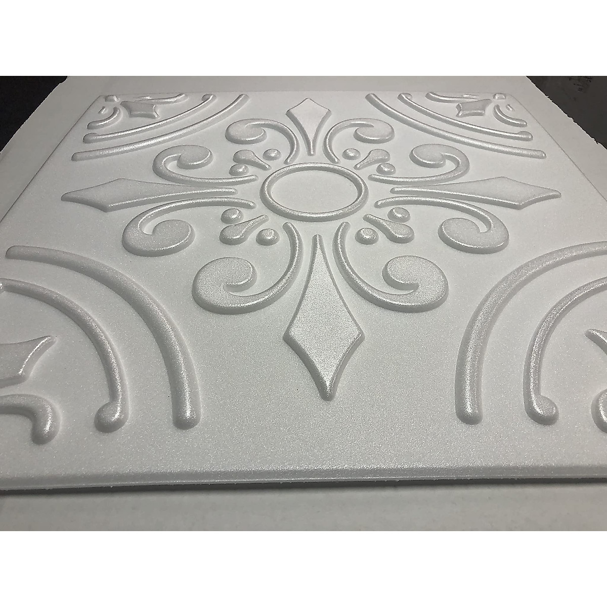 Decorative Foam Ceiling Tile - Harmony Design - 3D White Styrofoam Ceiling Tiles - ~20"x20"x0.40" (8)