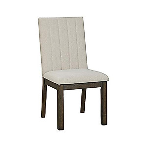 Signature Design by Ashley Dellbeck Contemporary Upholstered Channel Stiched Dining Chair, 2 Count, Beige