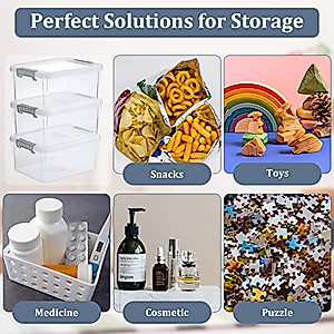 24 Pieces 1.1 Quart Small Clear Plastic Storage Containers Bins with Lid Stackable Small Items Beads Storage Latch Box Crafts Toys Lidded Bins and Secure Latching Buckles for Office Organizing