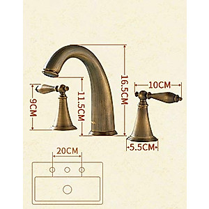 Mixer Tap Double Handle Bronze Solid Brass Sink Hot and Cold Water Tap 3-holes Full Copper Kitchen Basin Mixer Faucet Deck Mounted Bathroom Washbasin Tap Bath Bathtub Waterfall Faucet Set