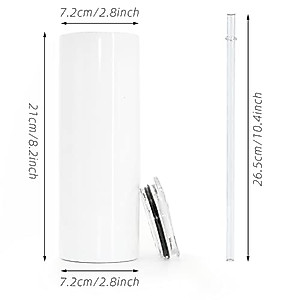 20oz stainless steel double walled insulated drink bottle with straw white skinny