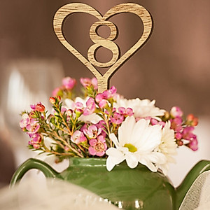 YOYOBALL8 1-10 Table Number Card Wooden Wedding Table Card Flower Seat Number Card from 1 to 10 Decoration Digital Topper,10Pcs