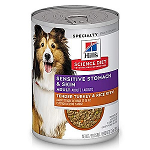 Hill's Science Diet Wet Dog Food, Adult, Sensitive Stomach & Skin, Tender Turkey & Rice Stew, 12.5 Ounce (Pack of 12)