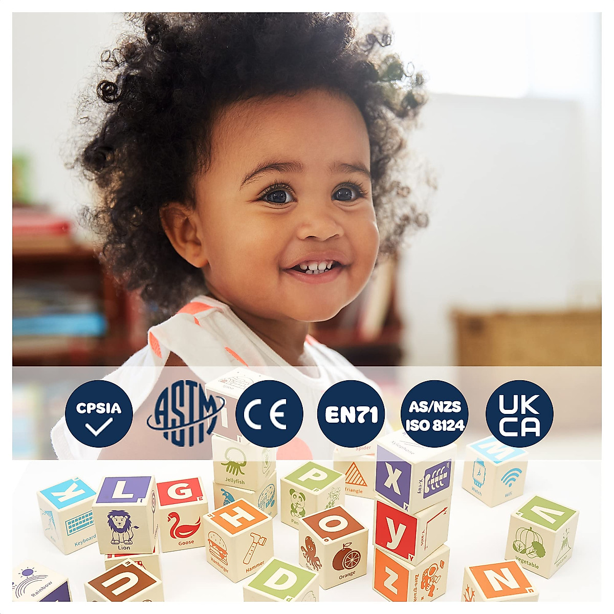 KIPPTO Wooden Alphabet and Numbers Blocks for Toddlers – 36 Large Bright-Colored Pieces. Includes Free AR APP for Interactive Play. Educational Toy for Preschool Kids. Kids Safe Non-Toxic Material