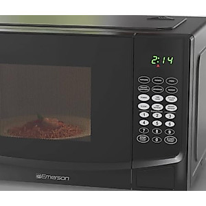 Emerson MW9255B Countertop Microwave Oven, 6 Pre-Programmed Settings, Removable Glass Turntable and Child Safety Lock, 0.9 Cu ft, 900W, Black